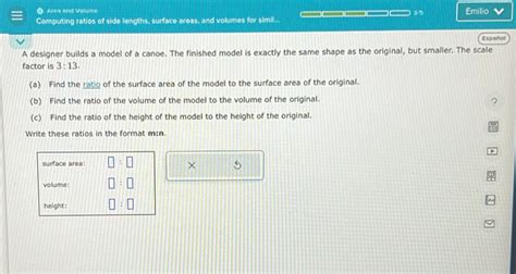 Solved Area And Volume 35 Emilio L Computing Ratios Of Side Lengths