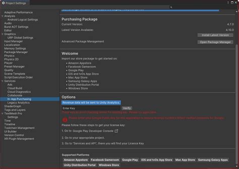 Unity Iap You Are Not Authorized To Set The License Key Gg Play Unity Services Unity