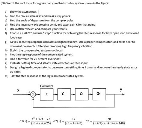 solved 50 sketch the root locus for a given unity feedback
