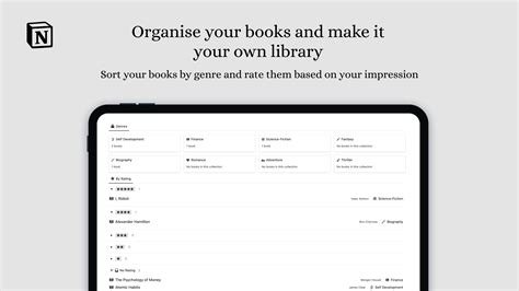 notion book tracker personal template