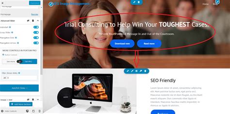 move slider text and buttons colorlib