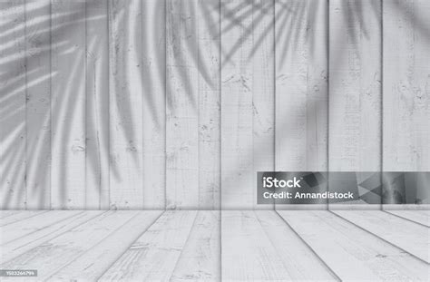 스튜디오 배경 화이트 우드 질감 빈 방 야자수 잎 그림자가 있는 나무 질감 빈티지 벽 나무와 나뭇잎 그림자가 있는 줄무늬 표면에 실루엣 배경 제품 디스플레이 프레젠테이션 0