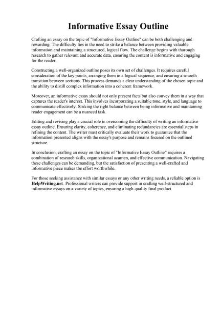 Informative Essay Outline. ️ Outline for informative essay. How to Write Informative Essay: Top ...
