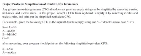 project problem simplification of context free