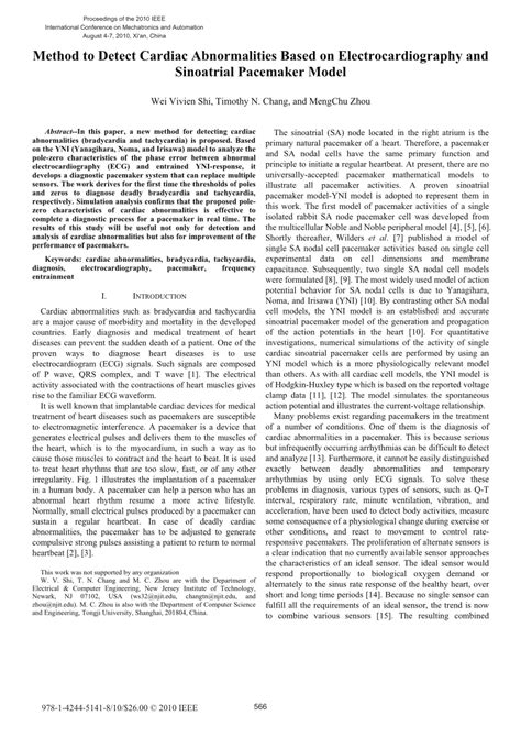 Pdf Method To Detect Cardiac Abnormalities Based On Electrocardiography And Sinoatrial