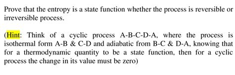 solved prove that the entropy is a state function whether