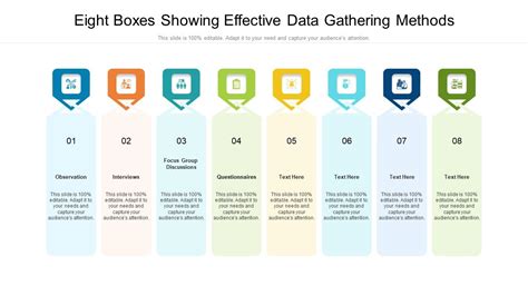 Eight Boxes Showing Effective Data Gathering Methods Ppt Powerpoint