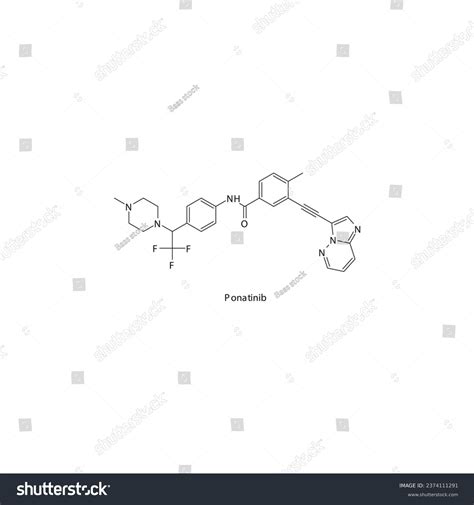 Ponatinib Flat Skeletal Molecular Structure Tyrosine Stock Vector Royalty Free 2374111291