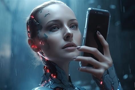 Premium Ai Image An Android Robot With A Female Face Sends A Voice
