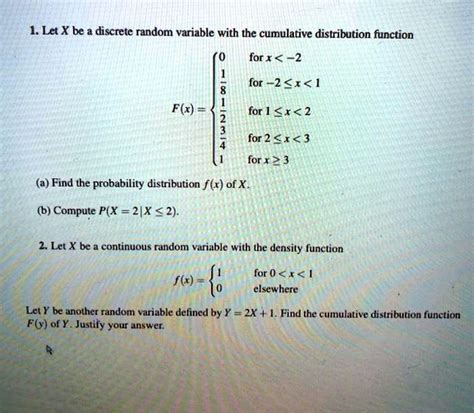Solved 1 Let X Be A Discrete Random Variable With The Cumulative