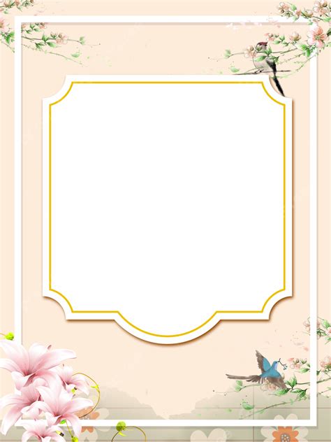 우아한 꽃 지점 까치 국경 초대장 배경 배경 화면 및 일러스트 무료 다운로드 Pngtree Invitation Background Flower Branch