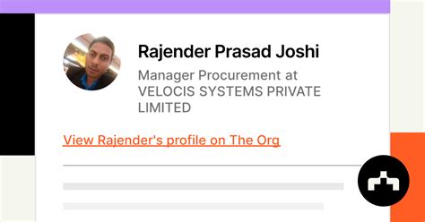 Rajender Prasad Joshi Manager Procurement At Velocis Systems Private