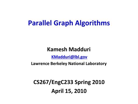 Ppt Parallel Graph Algorithms Powerpoint Presentation Free Download
