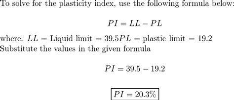 Plasticity Index Formula