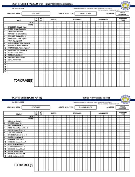 read2 kms af 06 score sheets pdf