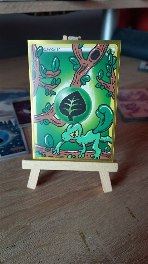 Treecko Pokemon Custom Painted Card Etsy
