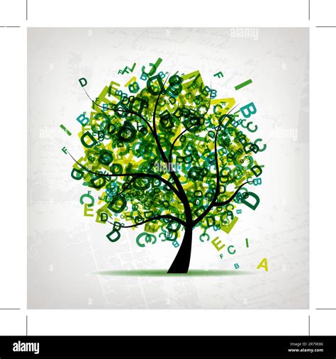 Art Tree With Letters Green For Your Design Stock Vector Image Art Alamy