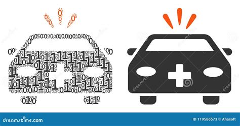 Emergency Car Composition Of Binary Digits Stock Vector Illustration Of Alert Digital 119586573