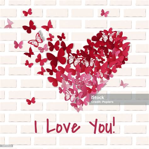 아름 다운 발렌타인 심장입니다 나비 배경입니다 발렌타인 카드입니다 벡터 그림 Eps10입니다 나비에 대한 스톡 벡터 아트 및 기타 이미지 Istock