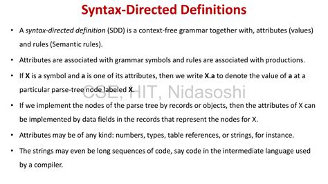 Syntax Directed Definition And Its Applications Pdf
