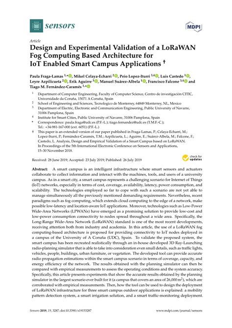 pdf design and experimental validation of a lorawan fog computing based architecture for iot