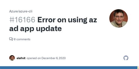 Error On Using Az Ad App Update · Issue 16166 · Azureazure Cli · Github