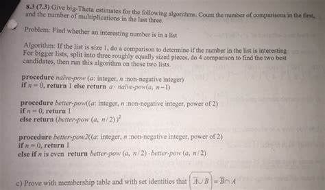 Solved Give Big Theta Estimates For The Following