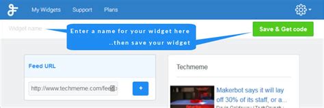 create or edit your widget name feedwind