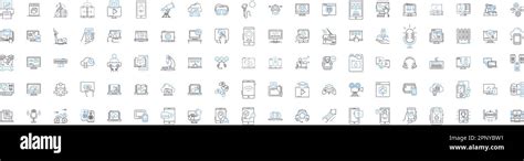 Virtual Intelligence Line Icons Collection Artificial Smart