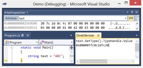 Clr Visual Studios Memory Window Inspecting A Reference Instead Of