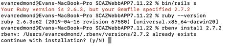 Trying To Run Ruby Website Locally Says Gemfile States Ruby Version X But I Have Version Y