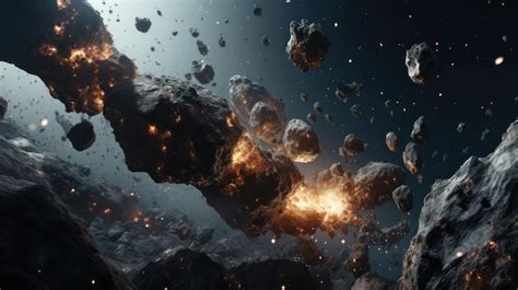 An Asteroid Belt With Mining Spacecraft Extracting Minerals Premium Ai Generated Image