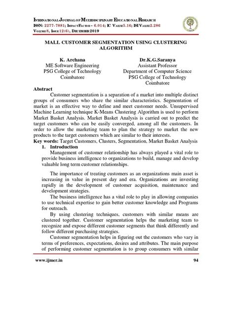 Mall Customer Segmentation Using Cluster Download Free Pdf Cluster Analysis Image Segmentation