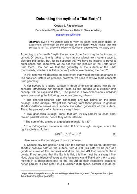 Pdf Debunking The Myth Of A Flat Earth An Elementary Introduction