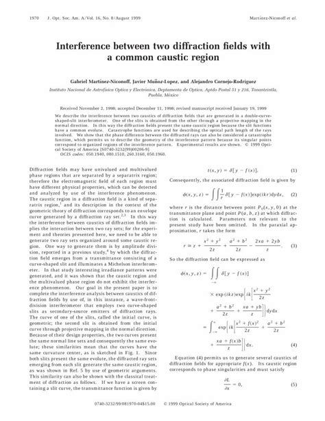 PDF Interference Between Two Diffraction Fields With A Common Caustic Region DOKUMEN TIPS
