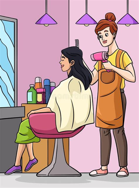 Ilustración De Dibujos Animados Coloreados En Peluquero Ilustración Del