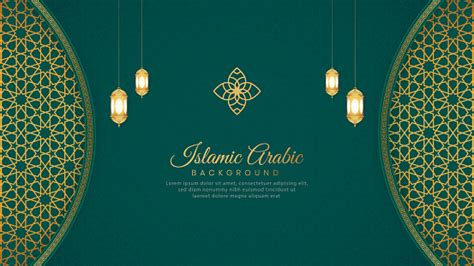 이슬람 아랍어 녹색 럭셔리 배경 기하학적 패턴과 등불이있는 아름다운 장식품 0명에 대한 스톡 벡터 아트 및 기타 이미지 0명 Eid Mubarak 금색 Istock