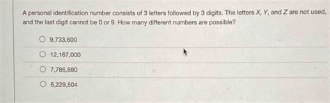 A Personal Identification Number Consists Of 3 Letters Followed By 3