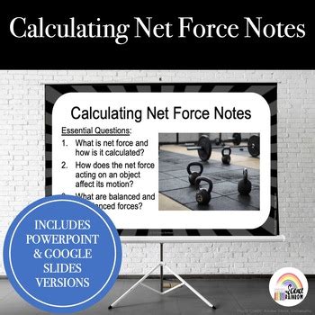 Calculating Net Force Activity PowerPoint Notes Middle Babe Force Motion