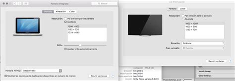 screen resolution problems with a second external monitor unity