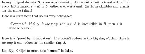 solved in any integral domain d a nonzero element p that is