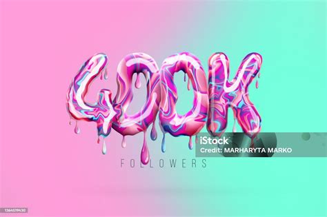 400 K 추종자는 맛있는 사탕의 형태로 서명 녹는 과자 400 000명의 팔로워에게 창의적인 배경을 감사드립니다 현대 디자인 추상적 인 템플릿 포스터 전단지 3d