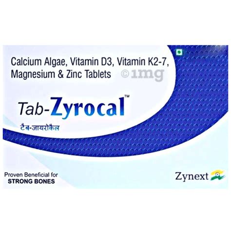 Zyrocal Algae Calcium Vitamin D3 Vitamin K2 Magnesium Zinc Plant Based