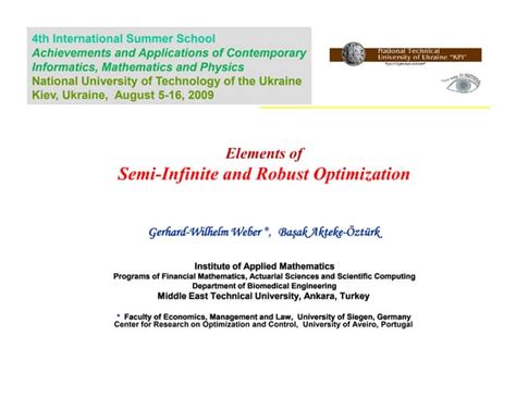 Semi Infinite And Robust Optimization Pdf
