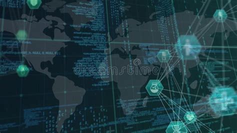 Animation Of Network With Icons Over World Map Stock Video Video Of