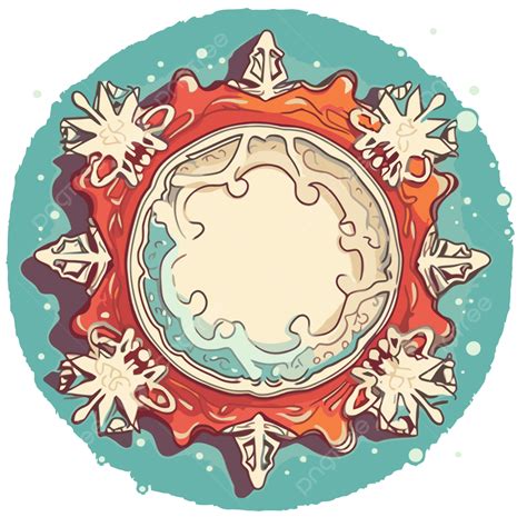 겨울 스타일의 원형 눈송이와 하얀 눈송이 배경 벡터 클립 아트 만화 눈송이 테두리가 고립 된 스티커 디자인 상표 Png 일러스트 및 벡터 에 대한 무료 다운로드