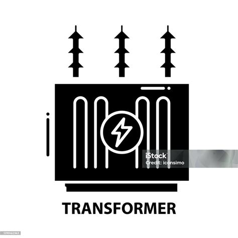 Transformatorsymbol Schwarzes Vektorzeichen Mit Bearbeitbaren Strichen Konzeptillustration Stock