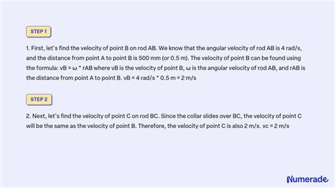 Solved At The Instant Shown Rod Ab Has An Angular Velocity Omega 4