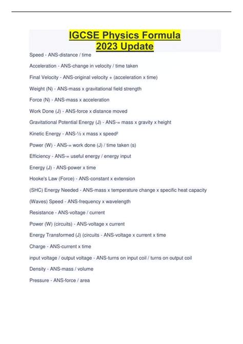 Igcse Physics Formula 2023 Update Igcse Physics Formula 2023 Update Stuvia Us