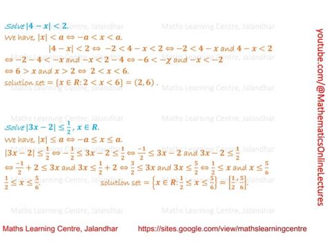 class 11 chapter 6 linear inequations one varibale modulus function